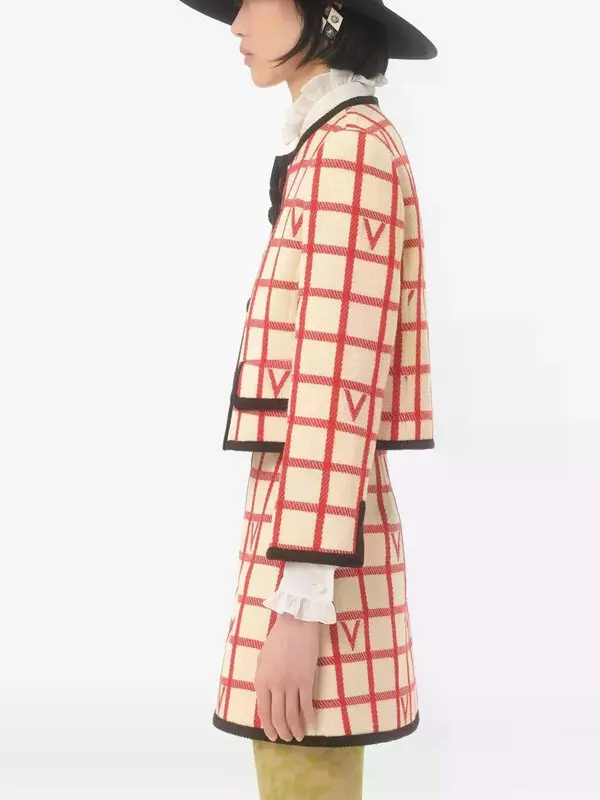 Valentino Garavani Embellished Grid Pattern Jacket - Neutrals