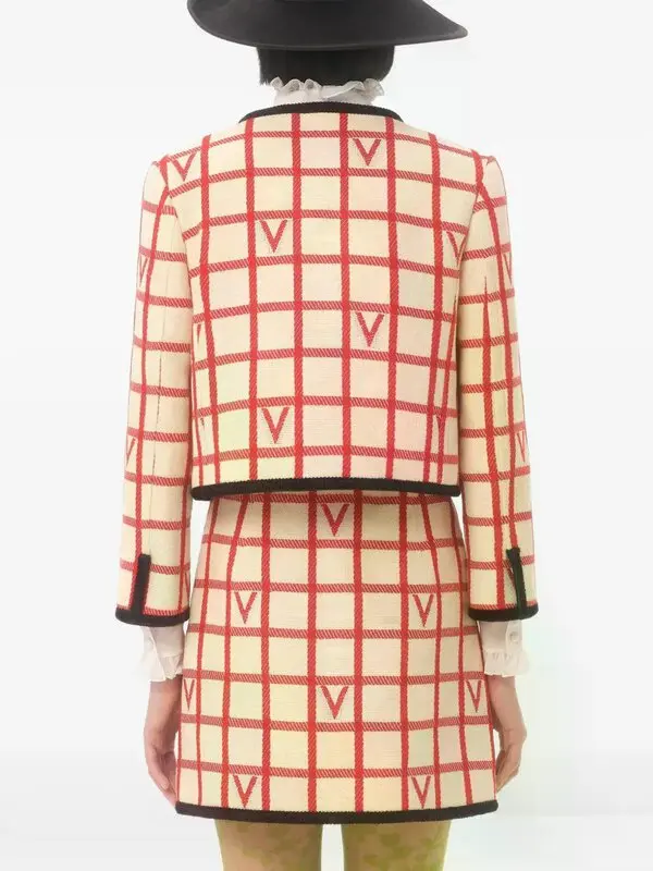 Valentino Garavani Embellished Grid Pattern Jacket - Neutrals
