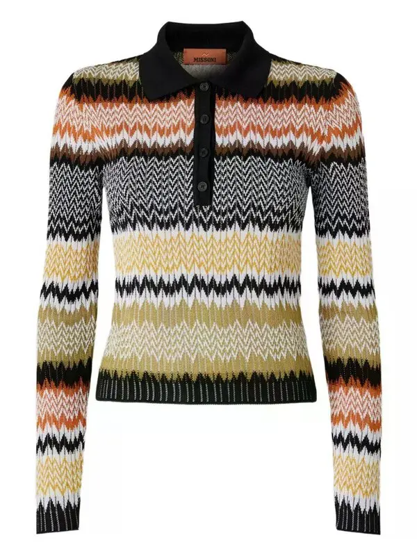 Missoni Chevron-pattern Polo Neck Top - Multicolour