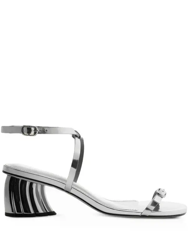 Farm Rio Monstera Sculptural Heel Sandals - Silver