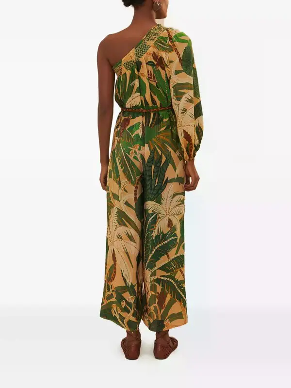 Farm Rio One-shoulder Tropical-print Jumpsuit