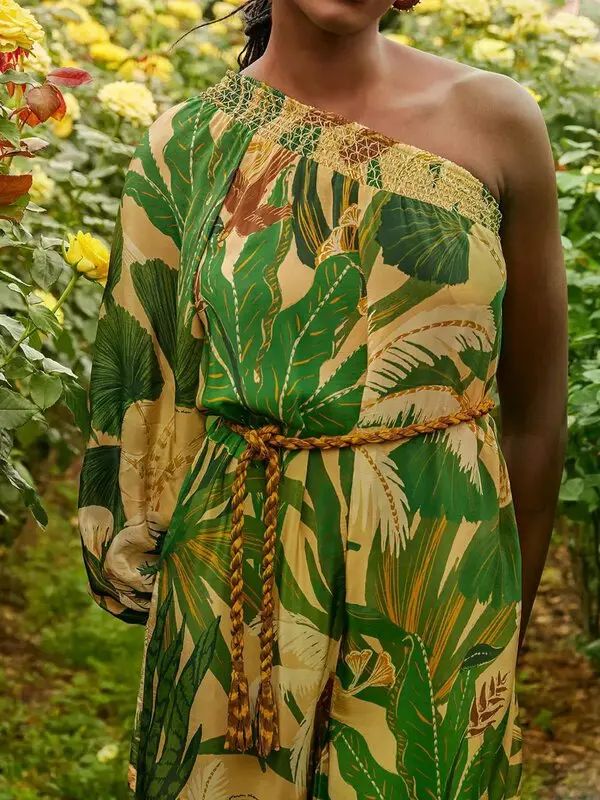 Farm Rio One-shoulder Tropical-print Jumpsuit