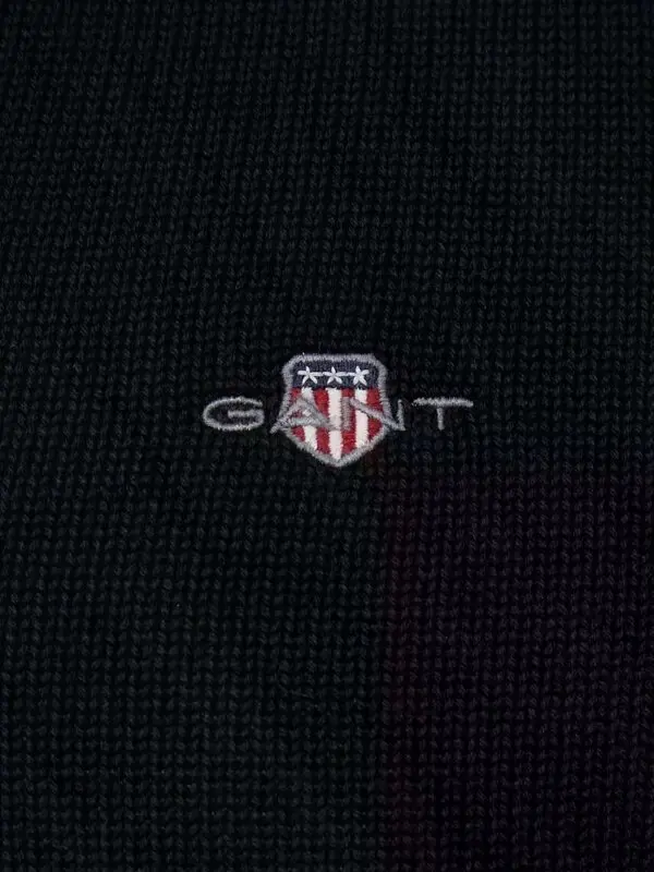 Gant Embroidered Half-zip Sweater - Black