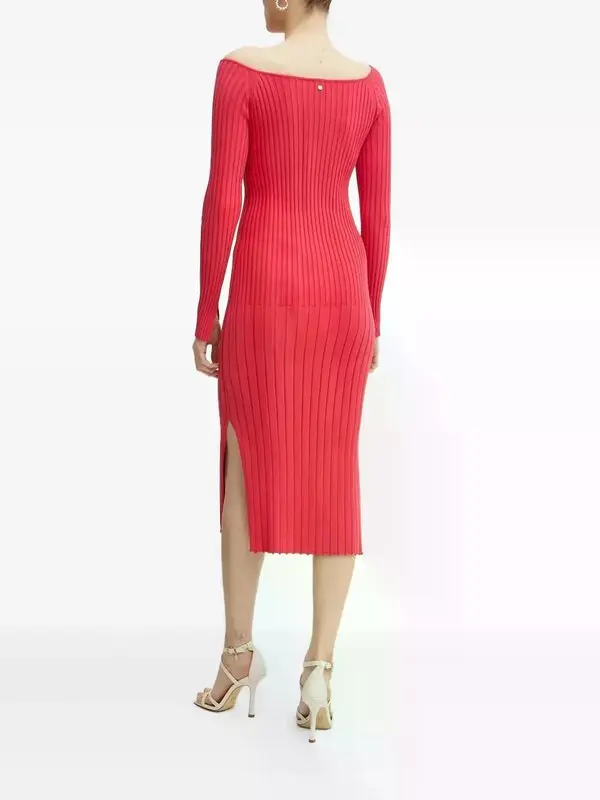BOSS Ribbed Keyhole Midi Dress