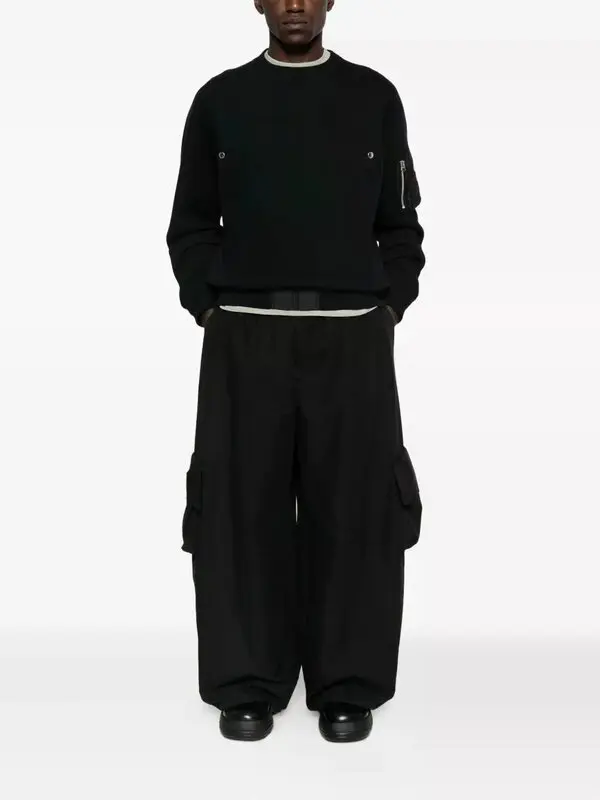 Sacai Button-fastening Zip-pocket Sweater - Black