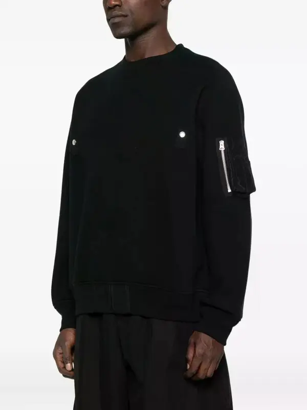 Sacai Button-fastening Zip-pocket Sweater - Black