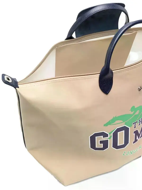 Longchamp Logo-print Tote Bag - Neutrals