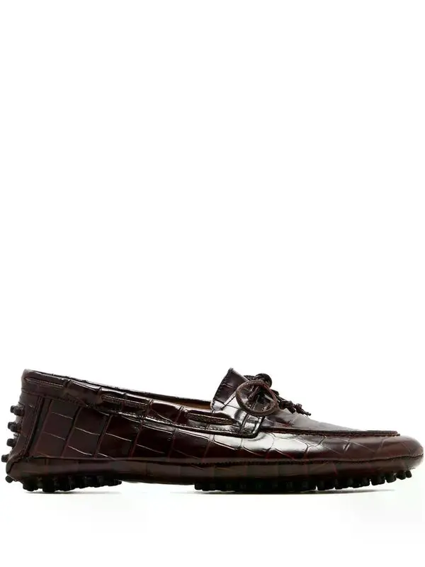 Le Monde Beryl Crocodile-effect Leather Loafers