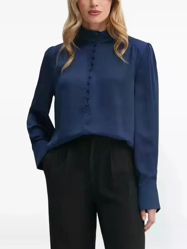 BRUUNS BAZAAR Embellished-cuff Mock-neck Blouse