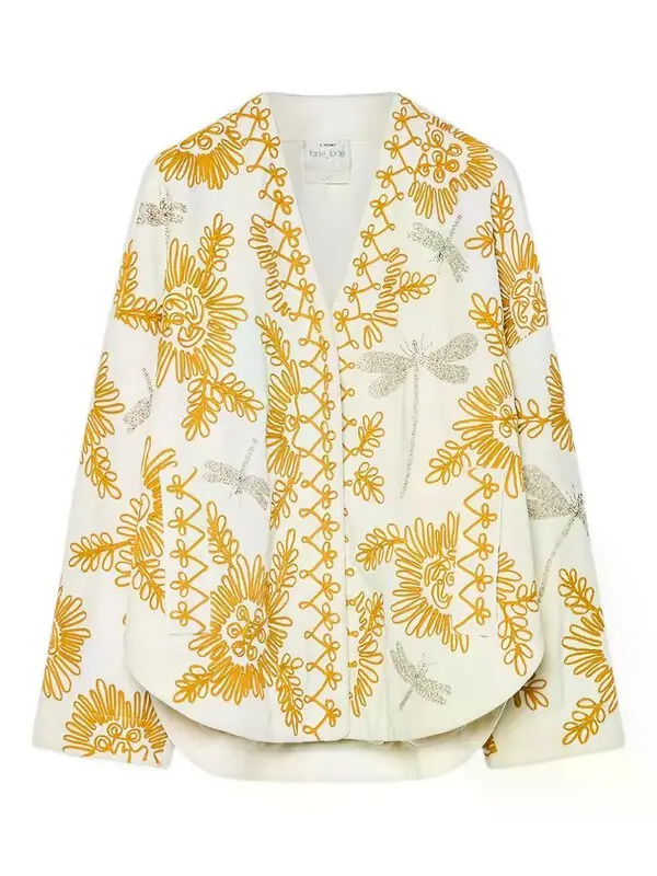 FORTE_FORTE Floral Embroidered Jacket - White