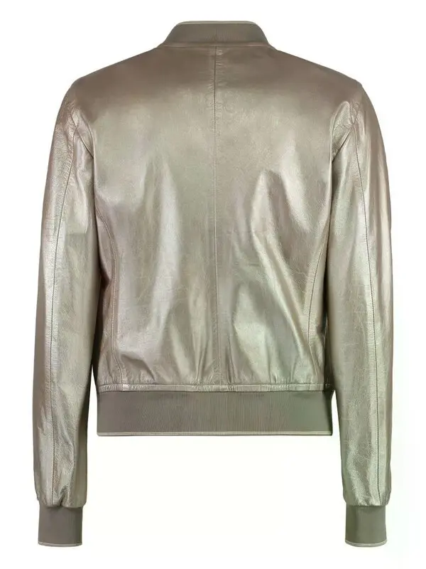 MOORER Metallic-effect Leather Bomber Jacket