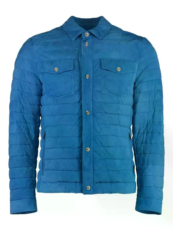 MOORER Suede Quilted Jacket - Blue
