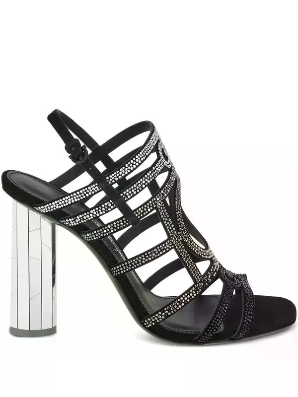 FERRAGAMO Crystal-embellished Block-heel Sandals