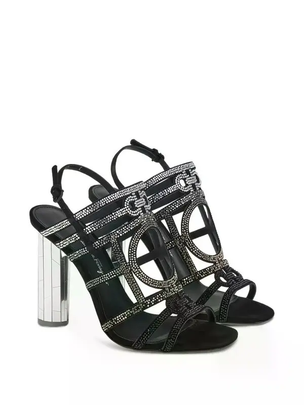 FERRAGAMO Crystal-embellished Block-heel Sandals
