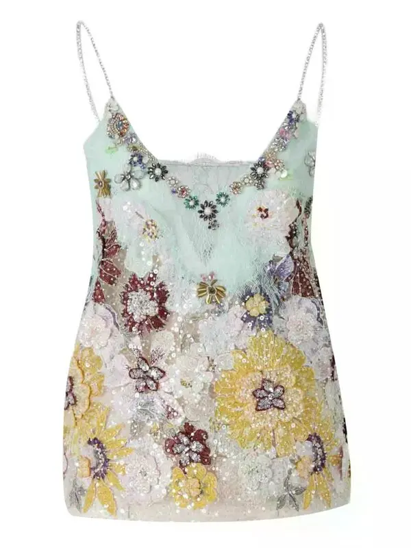 Costarellos Embroidered Lace Sequin Top