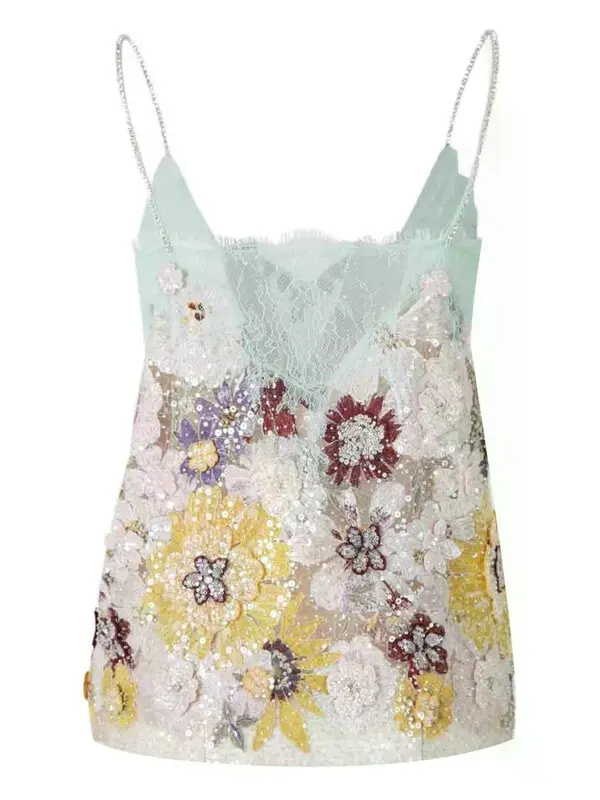 Costarellos Embroidered Lace Sequin Top