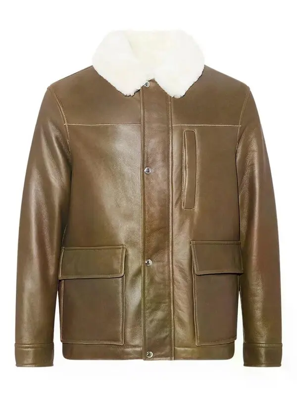 YVES SALOMON Shearling Collar Leather Jacket