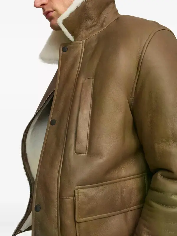 YVES SALOMON Shearling Collar Leather Jacket