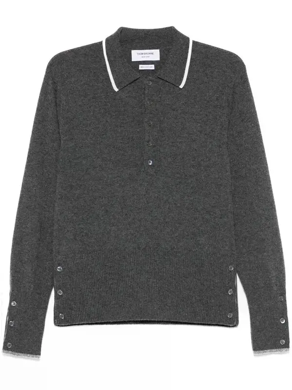 Thom Browne Browne 65 Intarsia Cashmere Polo Shirt - Grey