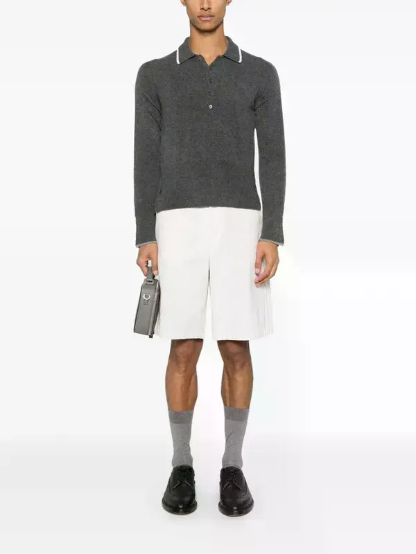 Thom Browne Browne 65 Intarsia Cashmere Polo Shirt - Grey