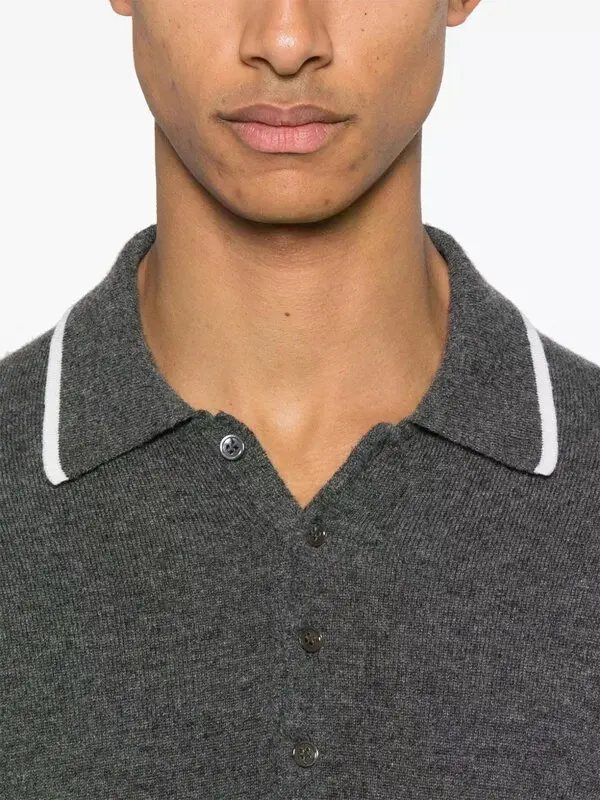 Thom Browne Browne 65 Intarsia Cashmere Polo Shirt - Grey