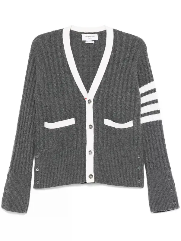 Thom Browne 4-bar V-neck Cashmere Cardigan - Grey