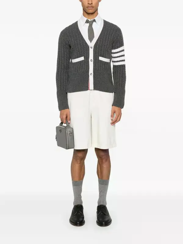Thom Browne 4-bar V-neck Cashmere Cardigan - Grey