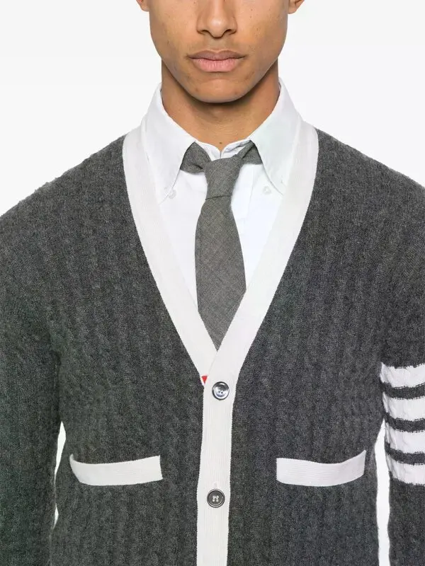 Thom Browne 4-bar V-neck Cashmere Cardigan - Grey