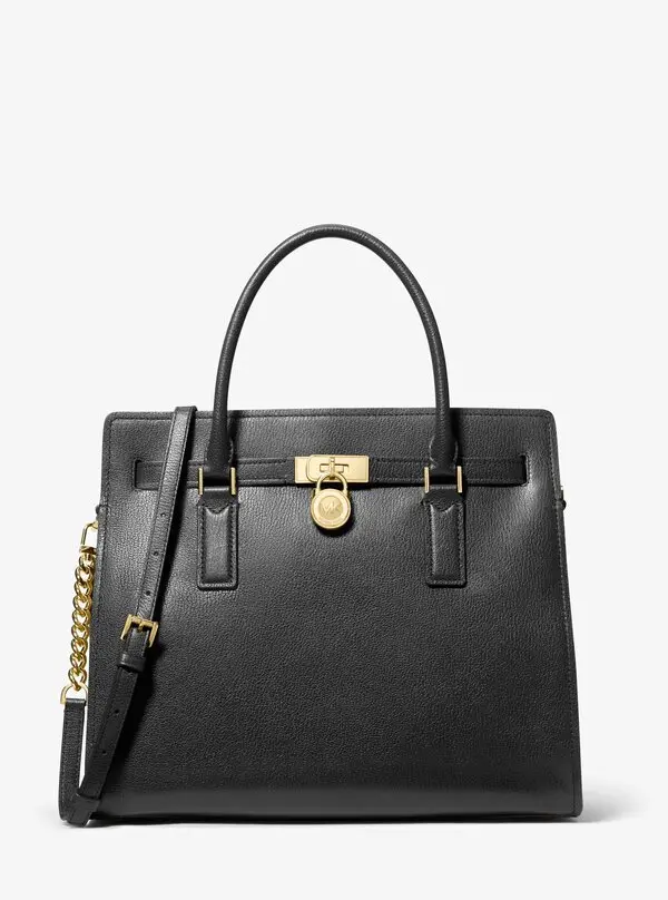 Michael Kors Hamilton Moderne Large Leather Satchel - Black