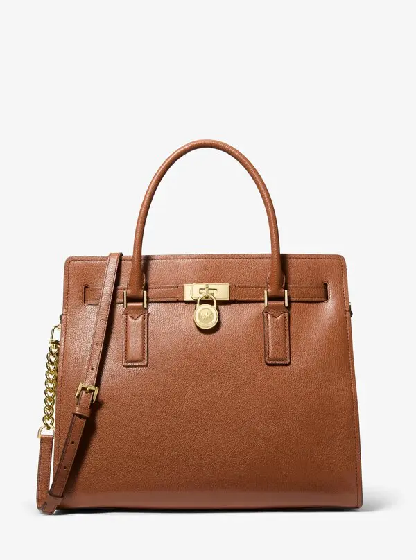 Michael Kors Hamilton Moderne Large Leather Satchel - Brown