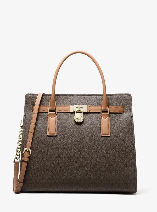 Michael Kors Hamilton Moderne Large Signature Logo Satchel - Brown