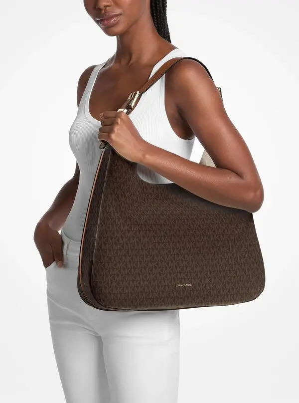 Michael Kors Nolita Large Signature Logo Shoulder Bag - Brown
