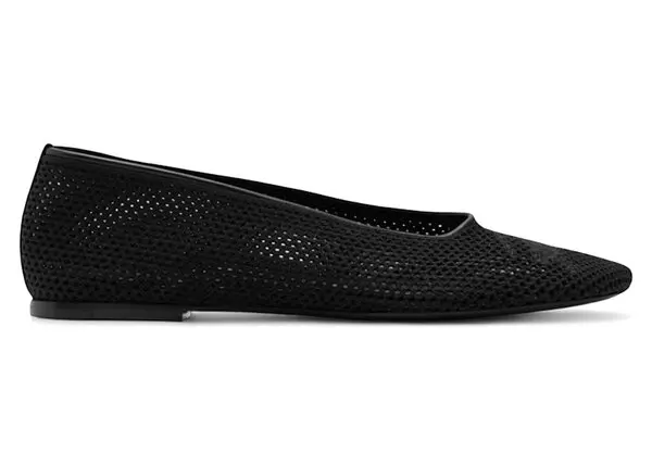 Burberry Mesh Detailed Ballerina Flats - Black
