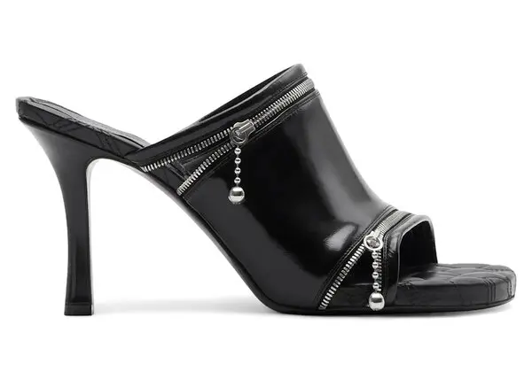 Burberry Peep 85mm Leather Sandals - Black