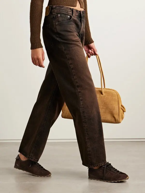 Jacquemus The Tennis Leather-trimmed Croc-effect Suede Sneakers - Brown