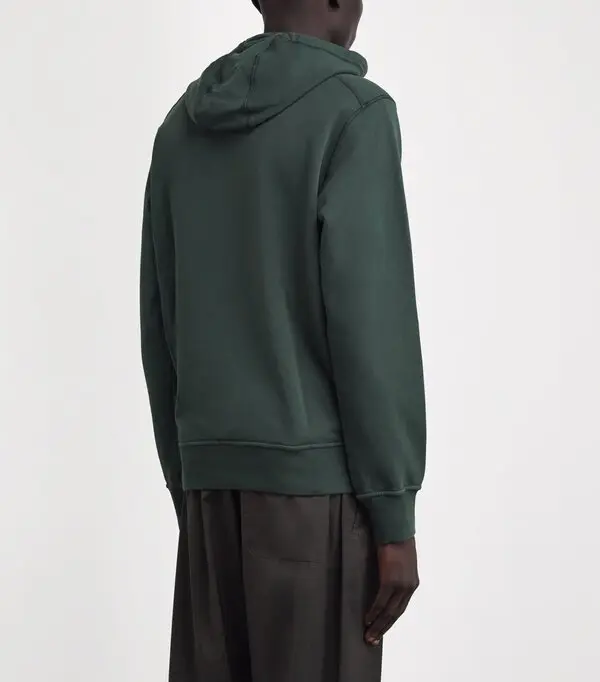 Stone Island Organic Cotton Fleece Hoodie With Embroidered Logo Patch