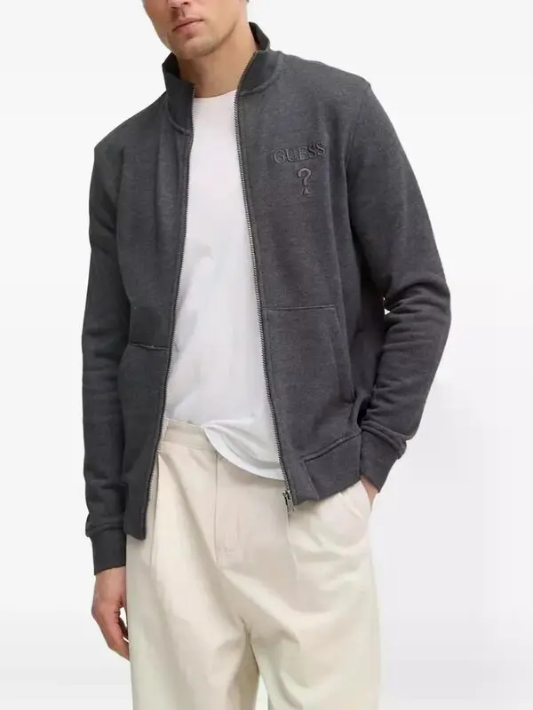 Guess Logo-embroidered Zip-up Sweatshirt