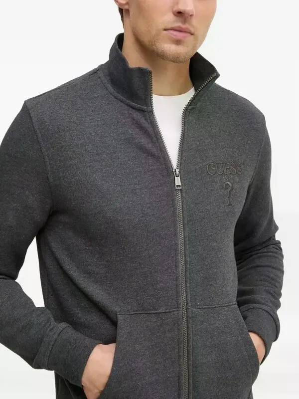 Guess Logo-embroidered Zip-up Sweatshirt