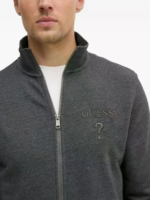 Guess Logo-embroidered Zip-up Sweatshirt