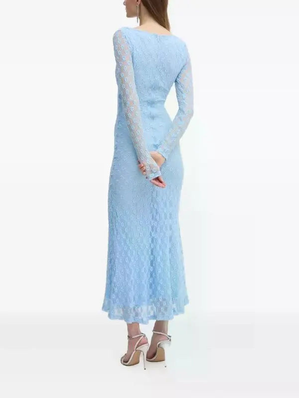blue stone dress Bardot Lace Midi Dress Royal Blue – style-heaven main image 1