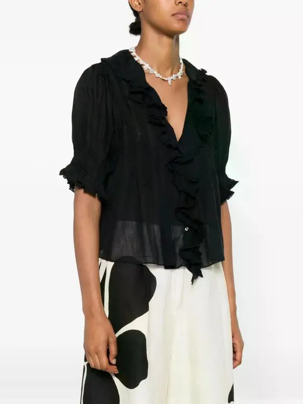 DÔEN Henri Ruffled Blouse - Black
