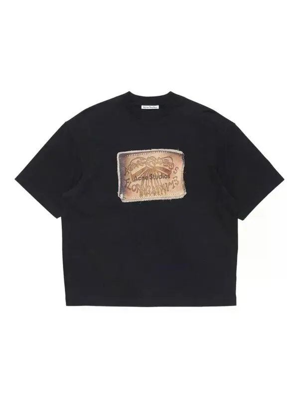 Acne Studios Graphic-detail Organic-cotton T-shirt - Black