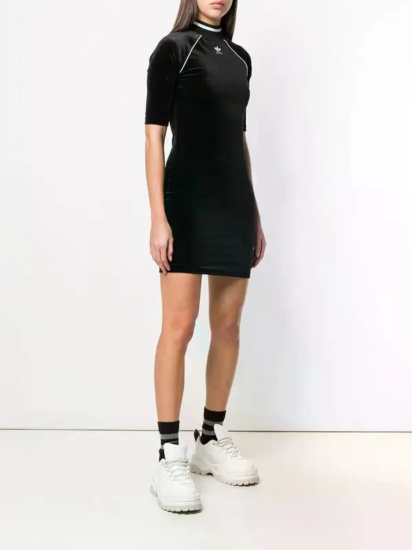 adidas black t shirt dress adidas ESSENTIALS 3-STRIPES TEE DRESS - Black