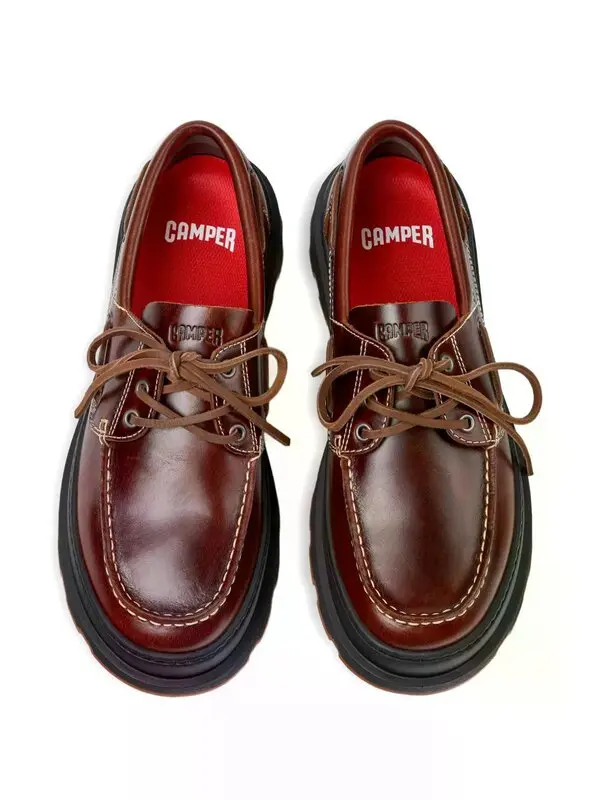 Camper Brutus Leather Lace-up Loafers - Red