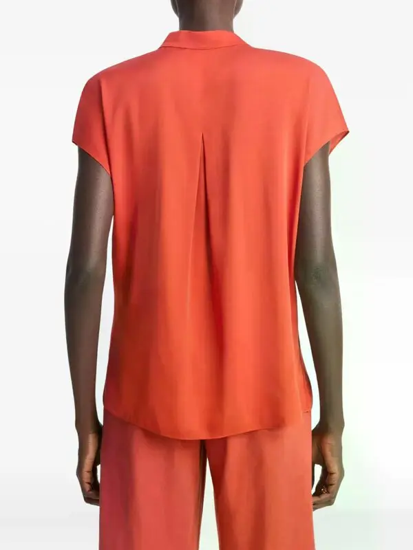 Vince Cap-sleeve Placket Blouse - Red