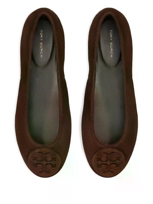 Tory Burch Logo-embellished Suede Ballet Flats