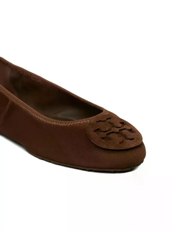 Tory Burch Logo-embellished Suede Ballet Flats
