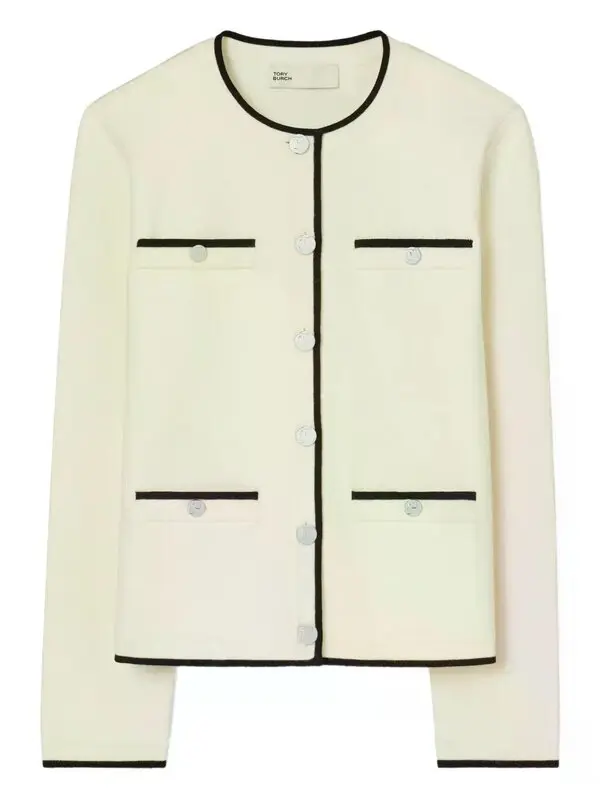 Tory Burch Kendra Buttoned Cardigan With Trims - Neutrals