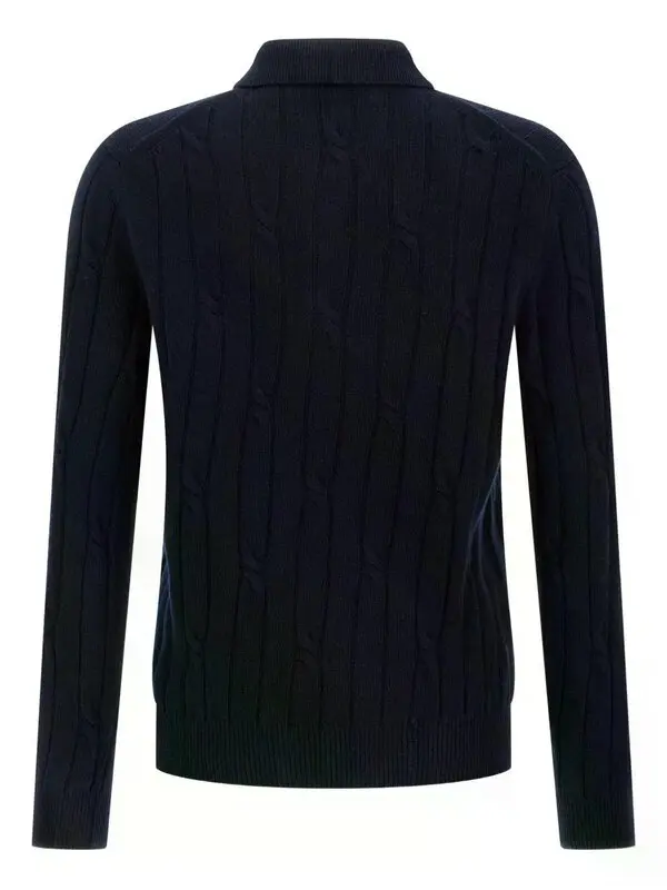 ZANONE Cable-knit Button-placket Polo Shirt - Blue