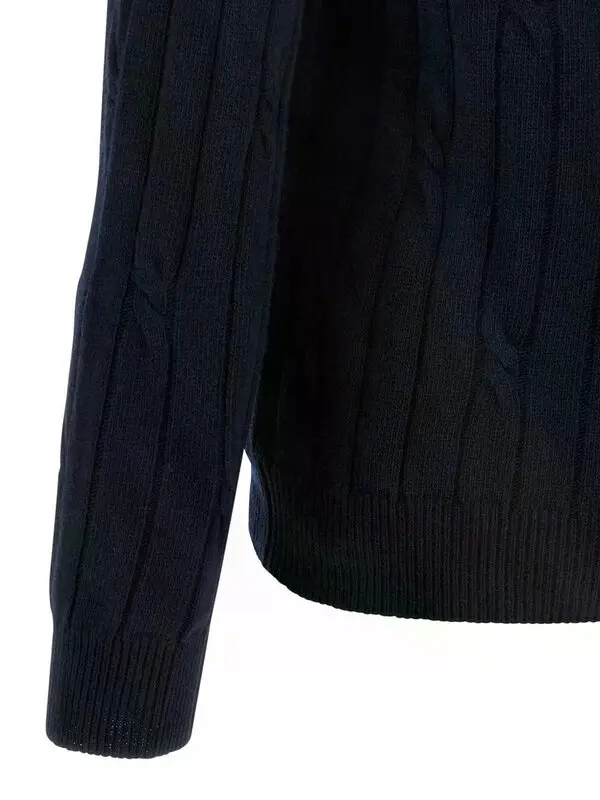 ZANONE Cable-knit Button-placket Polo Shirt - Blue
